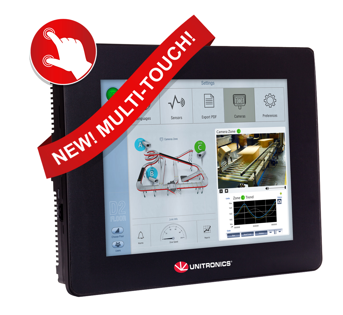 PLC con schermo multi-touch e HMI integrato